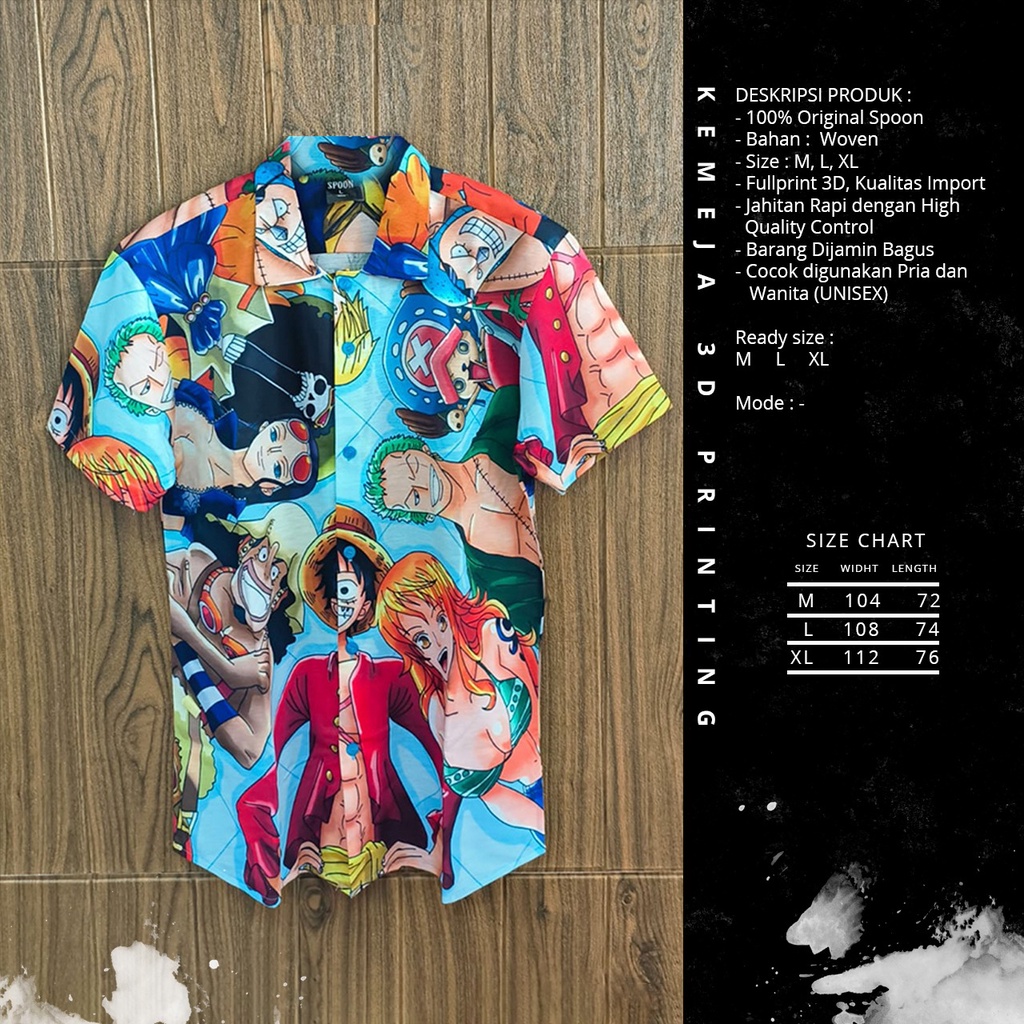 Jual KEMEJA ONE PIECE LUFFY PRIA/WANITA KEMEJA MOTIF ONE PIECE LUFFY ...
