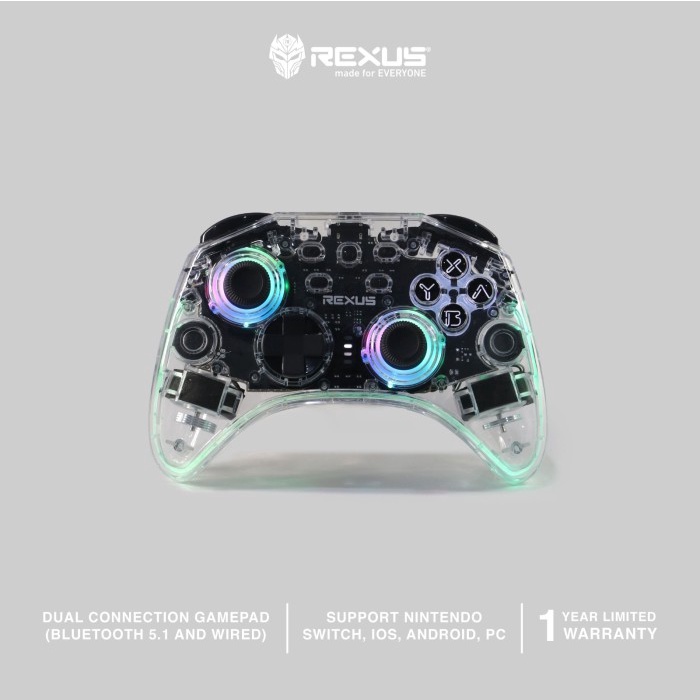 Jual Gamepad Rexus Bluetooth+Wired GX400 Transparan Dual Koneksi ...