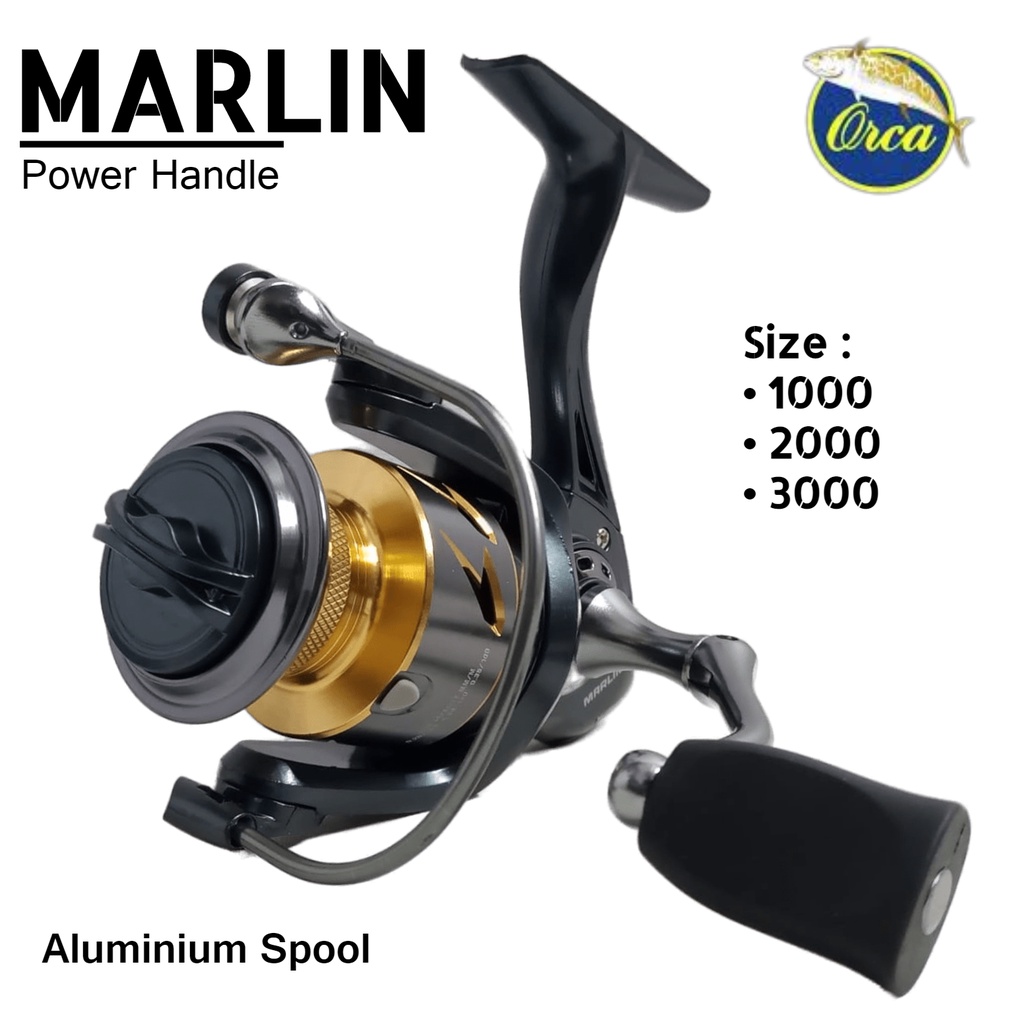 Jual Reel Spinning Orca Marlin 1000 2000 3000 One Way Power Handle 4+1 Ball Bearing Aluminium ...