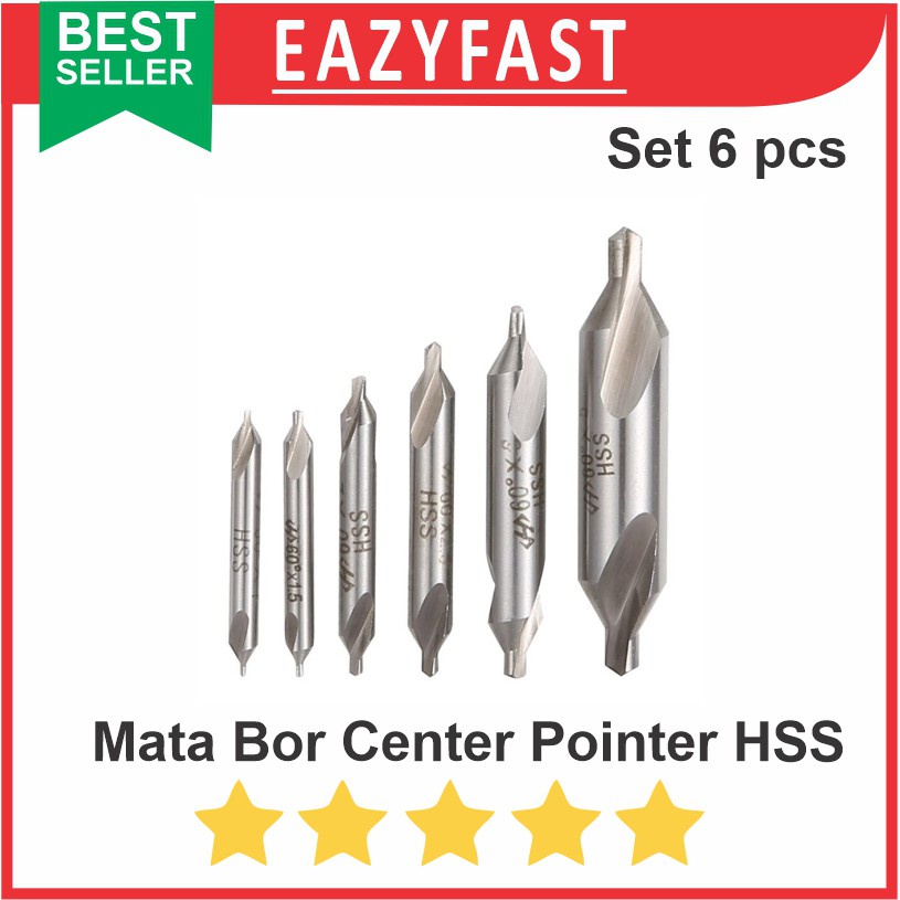 Jual Mata Bor Center Centre Drill Bit Pointer HSS Titik Tengah Set 6 ...