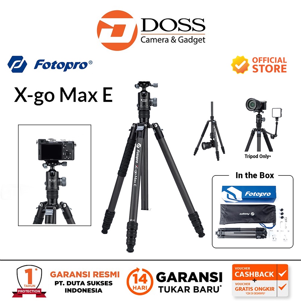 Jual Fotopro X-go Max E2+62QP Carbon Fiber Tripod with Panoramic Head ...