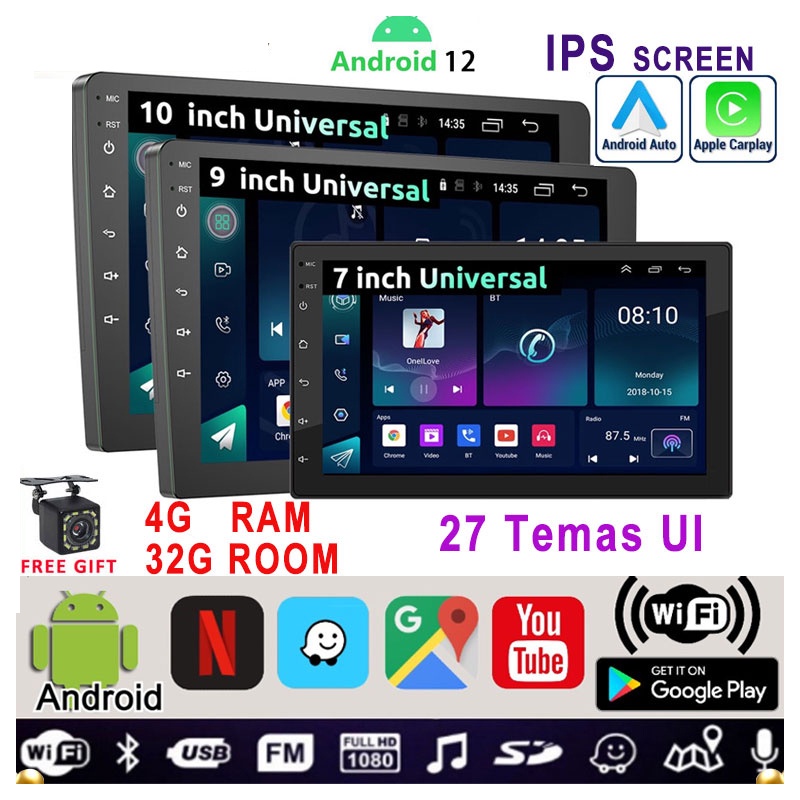 Jual 4+32G Universal Android Head Unit Untuk Semua Double Din Mobil 7/9 ...