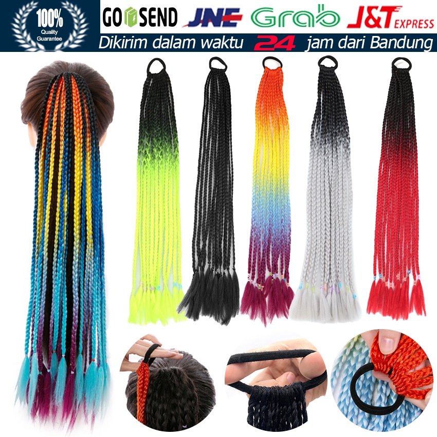 Jual Kuncir Kuda Kepang Kotor Berwarna-Warni / Wig Rambut Sintetis ...