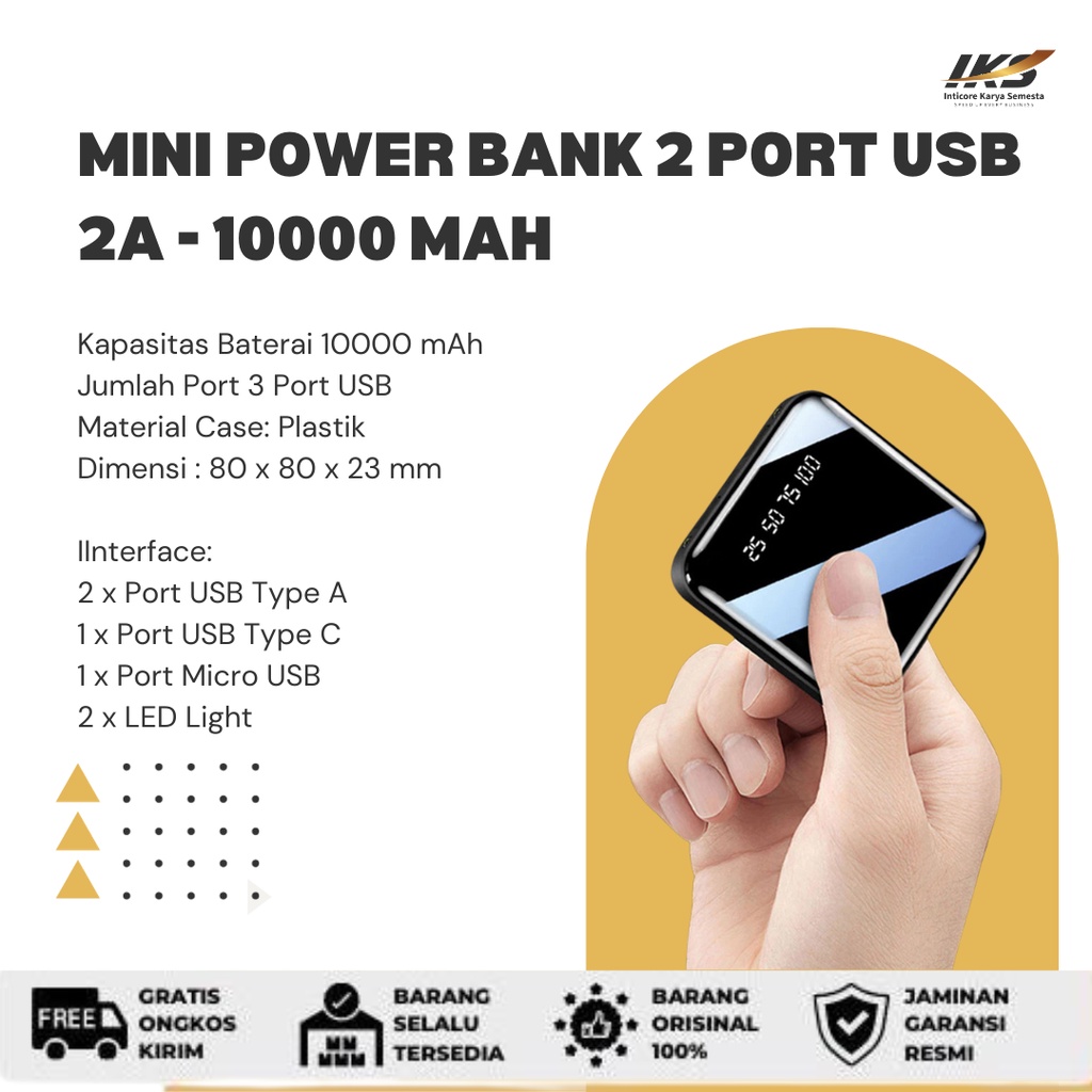 Jual Mini Power Bank 2 Port USB 2A - 10000 mAh | Shopee Indonesia