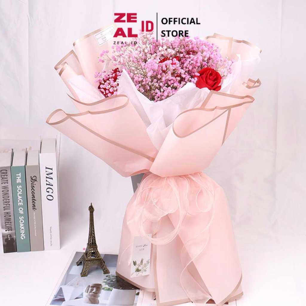 Jual ZEAL-ID - FL5 LIS 5Lembar-Kertas Bunga Buket Transparan List Emas ...