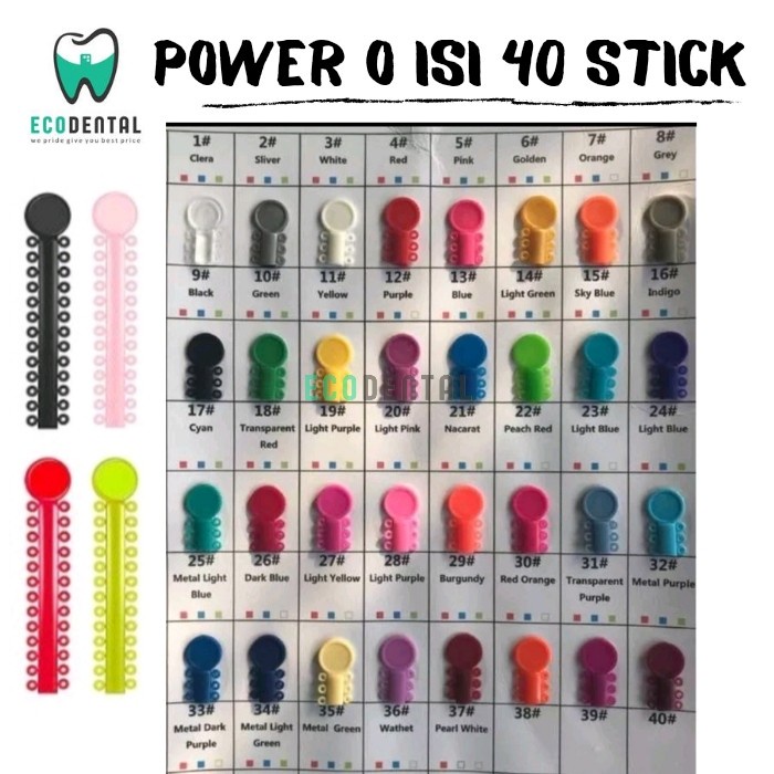 Jual Power O Creative Orthodontic Isi 40 Stick Karet Behel Warna ...