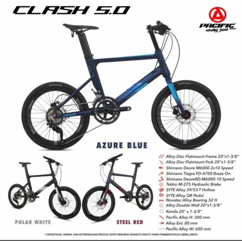 Jual Sepeda Minivelo Pacific Clash 5.0 Alloy 2x10 Speed Deore Hydrolic ...