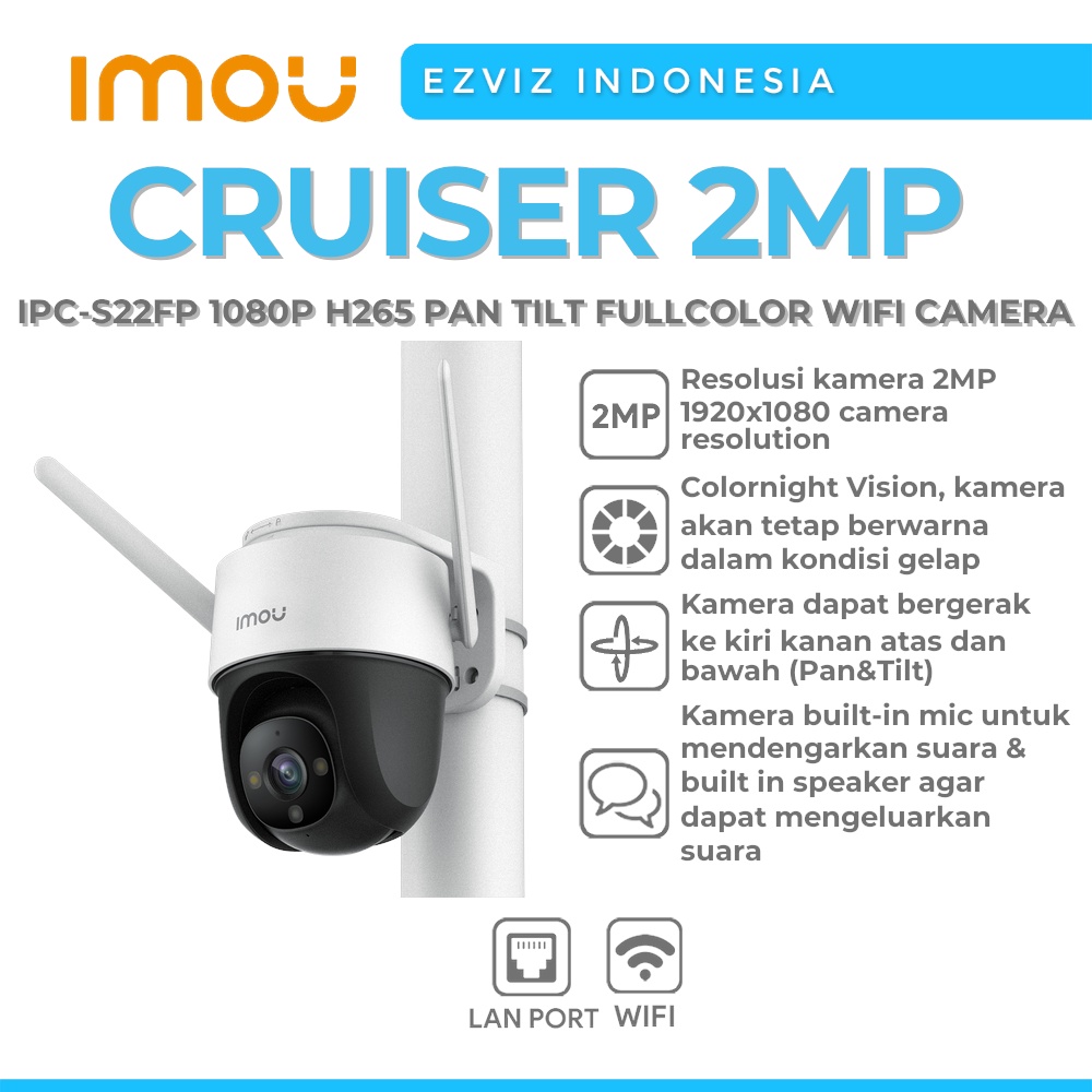 Jual IMOU CRUISER 2MP IPC-S22FP 1080P H265 PAN TILT FULLCOLOR WIFI ...