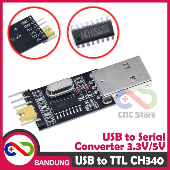 Jual USB TTL CH340 CH340G USB TO SERIAL 3.3V OR 5V MICROCONTROLLER ...