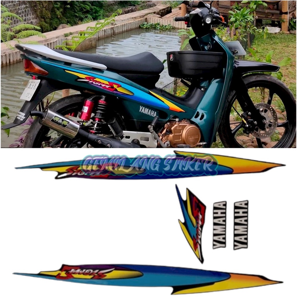 Jual Striping Decal Polet Sticker body motor Yamaha Sigma 2000 hijau ...