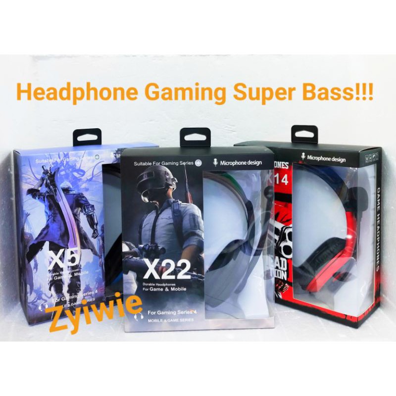 Jual Headphone Gaming X5 / X14/ X22 PRO / Headset Gaming + Microphone ...