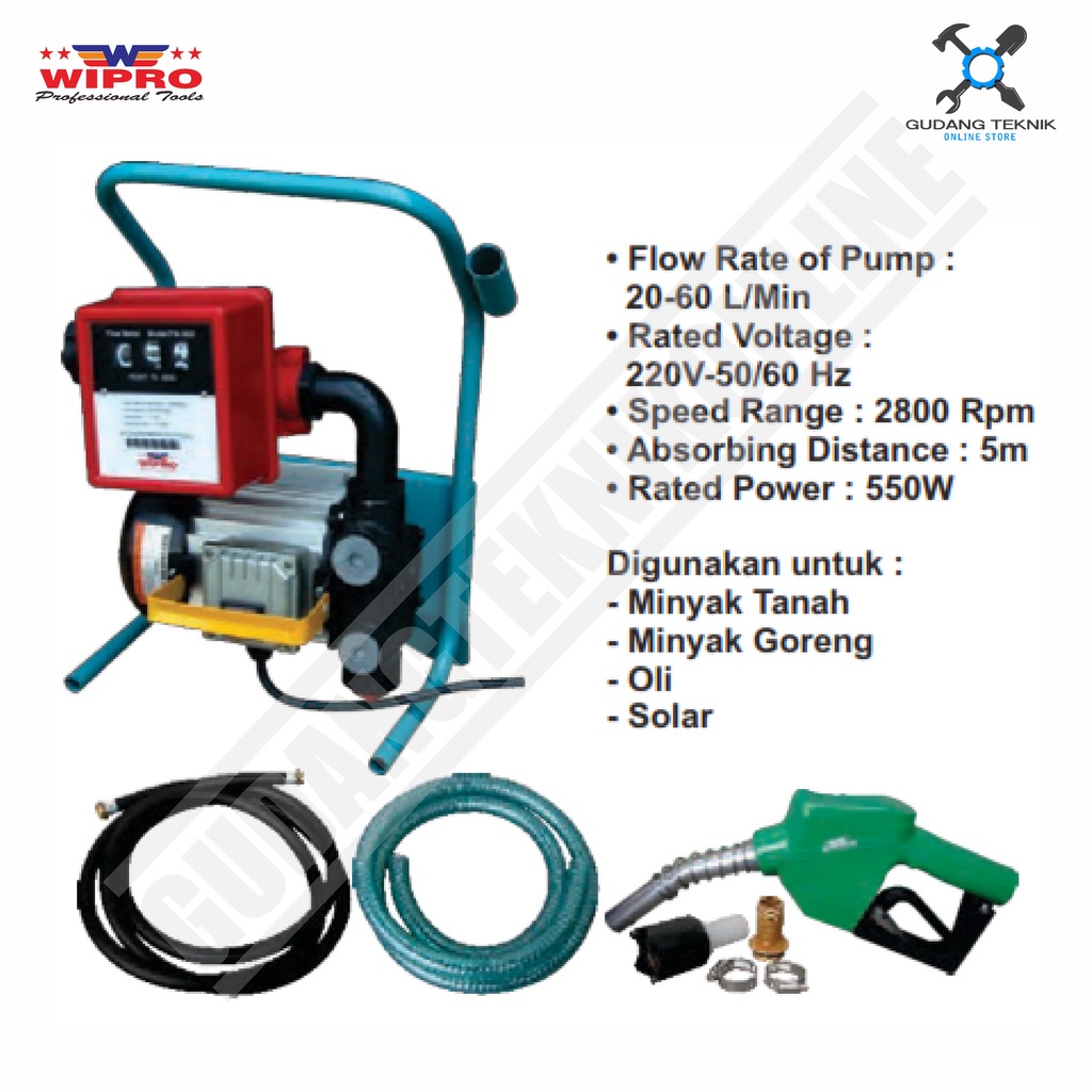 Jual Pompa Minyak Elektrik with Flow Meter WIPRO PMEF-3 / Pompa Minyak ...