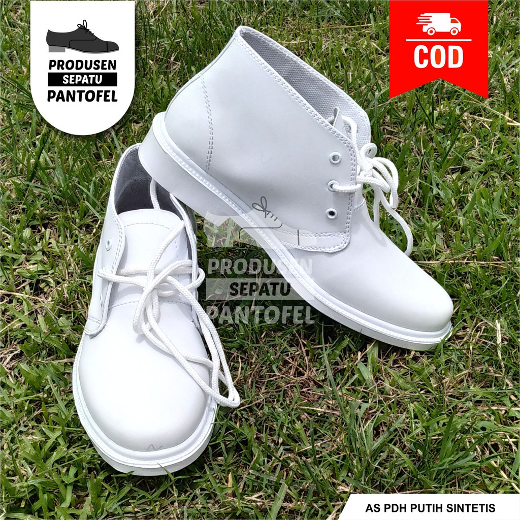 Jual COD SEPATU PDH PUTIH PDU UPACARA KULIT SINTETIS DOFF POLISI TNI ...