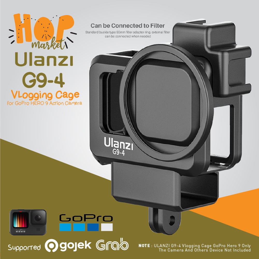 Jual ULANZI G9-4 Vlog Case for GoPro Hero 9 10 Protective Casing Frame Housing with House Shoe ...