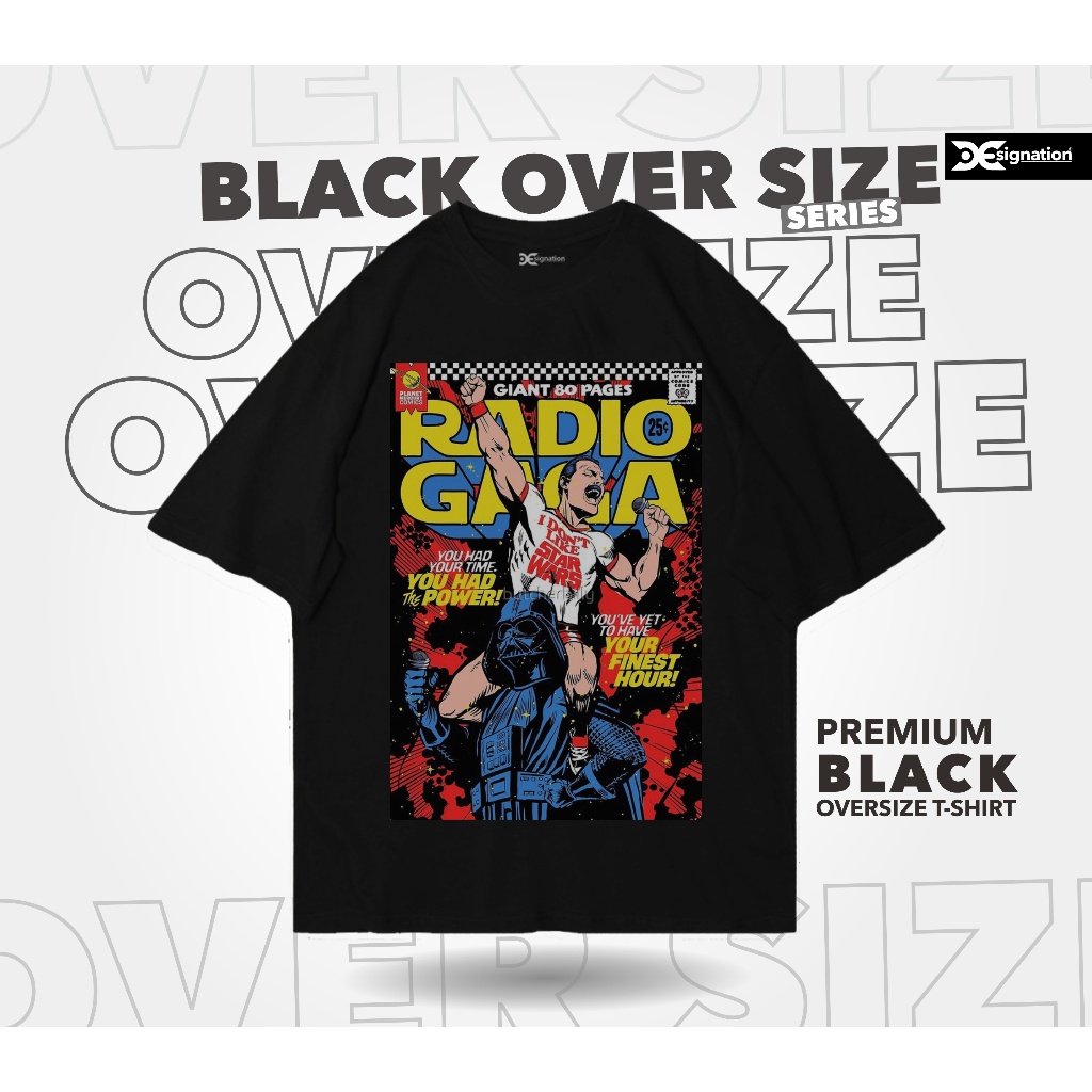 Jual Designation - Kaos BAND QUEEN Oversize Black Cotton Combed 24s ...