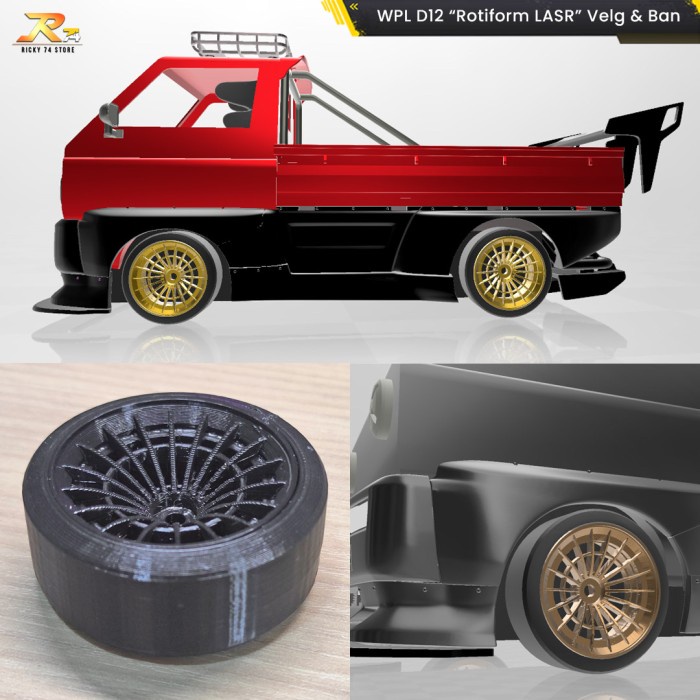 Jual WPL D12 Velg Rotiform LASR - Velg dan Ban 1 Set RC Drift 3D Print ...