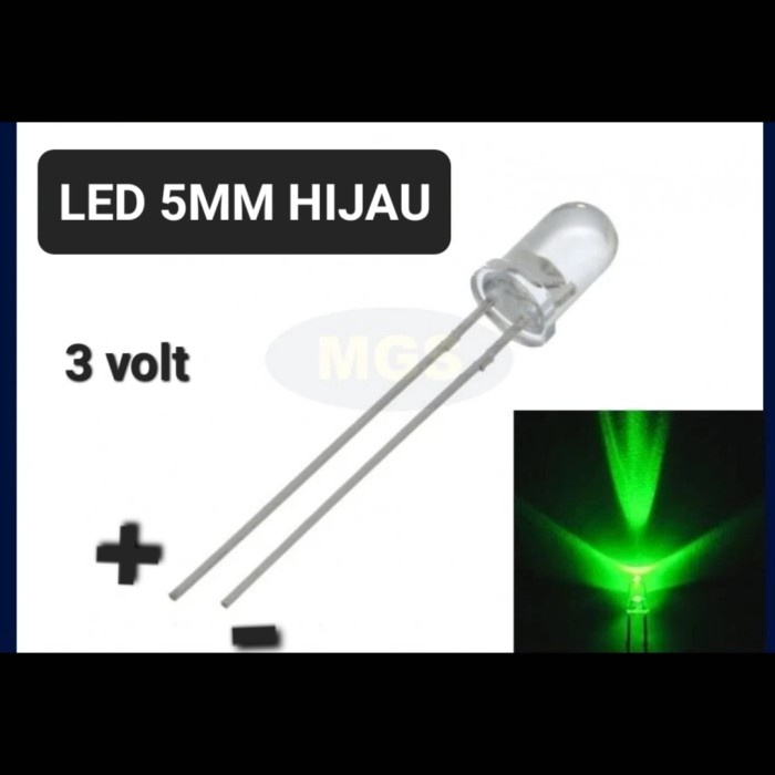 Jual lampu led 5mm hijau bening fokus 5 mm FA27 | Shopee Indonesia