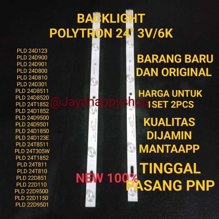 Jual LAMPU LED BACKLIGHT POLYTRON 24 INCH 3V/6K PLD 24D123 24D900 ...