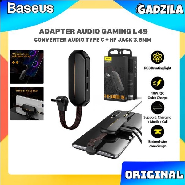 Jual Baseus L49 Gaming Converter Handsfree Audio 3in1 Dual Type C + HF Jack 3.5mm | Shopee Indonesia