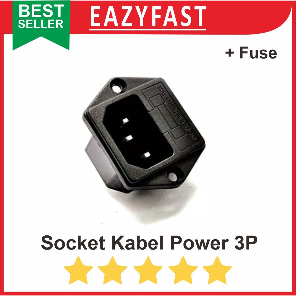 Jual Socket Kabel Power AC 3 Pin Lubang Fuse Sekring Skring PSU PC ...