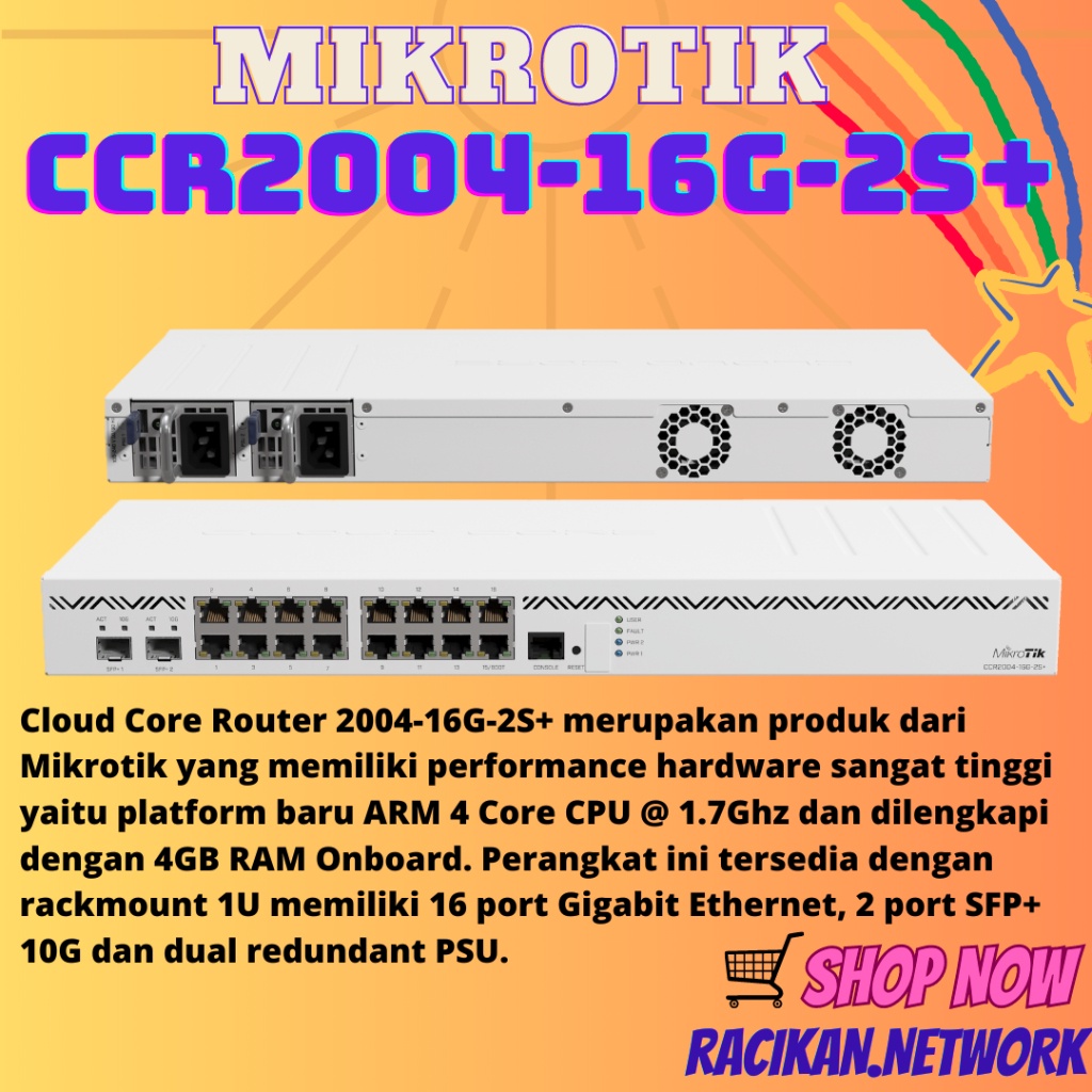 Jual Mikrotik CCR 2004 16G 2S+ CCR2004-16G-2S+ | Shopee Indonesia