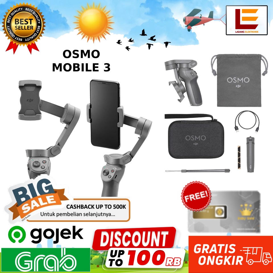 Jual DJI Osmo Mobile 3 Combo Kit Smartphone Gimbal Stabilizer | Shopee Indonesia