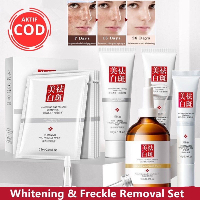 Jual Whitening 5 In 1 Paket Perawatan -Whitening Freckle Cream Remove Dark Spots Anti Freckle ...