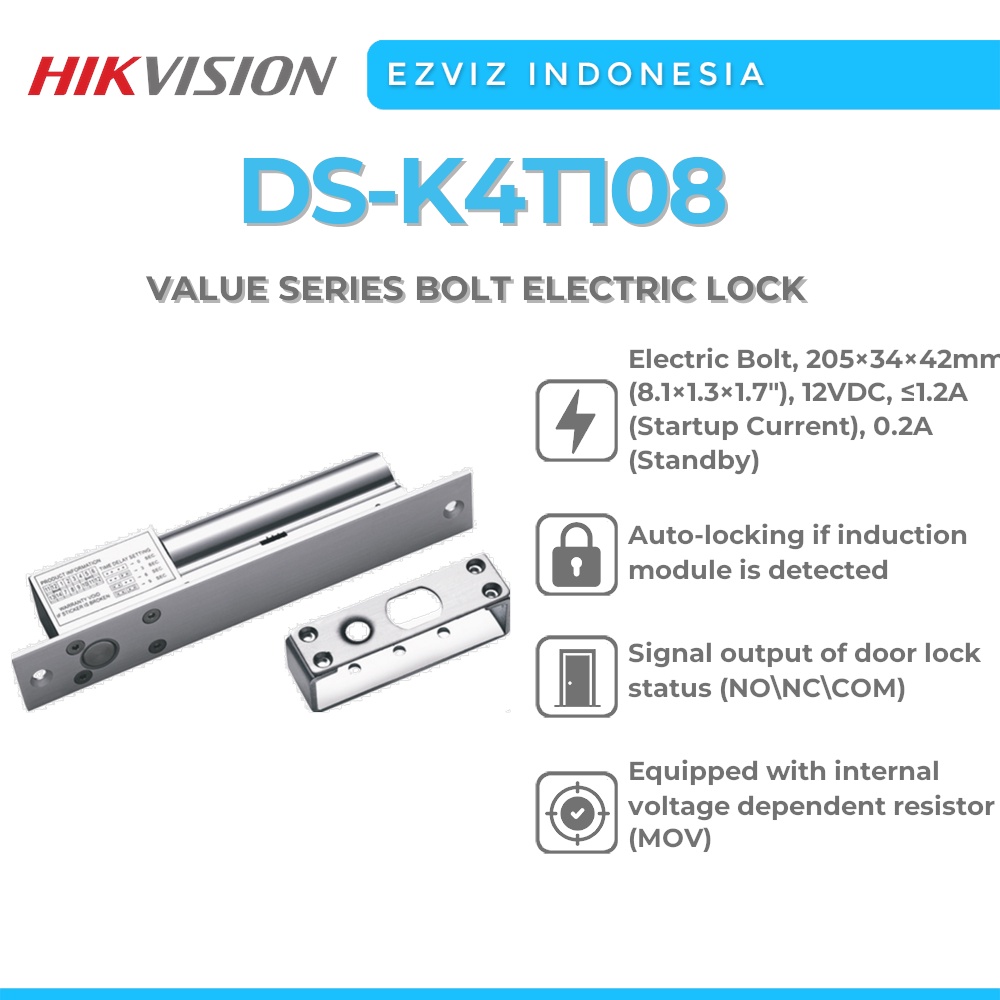 Jual HIKVISION DS-K4T108 VALUE SERIES BOLT ELECTRIC LOCK | Shopee Indonesia