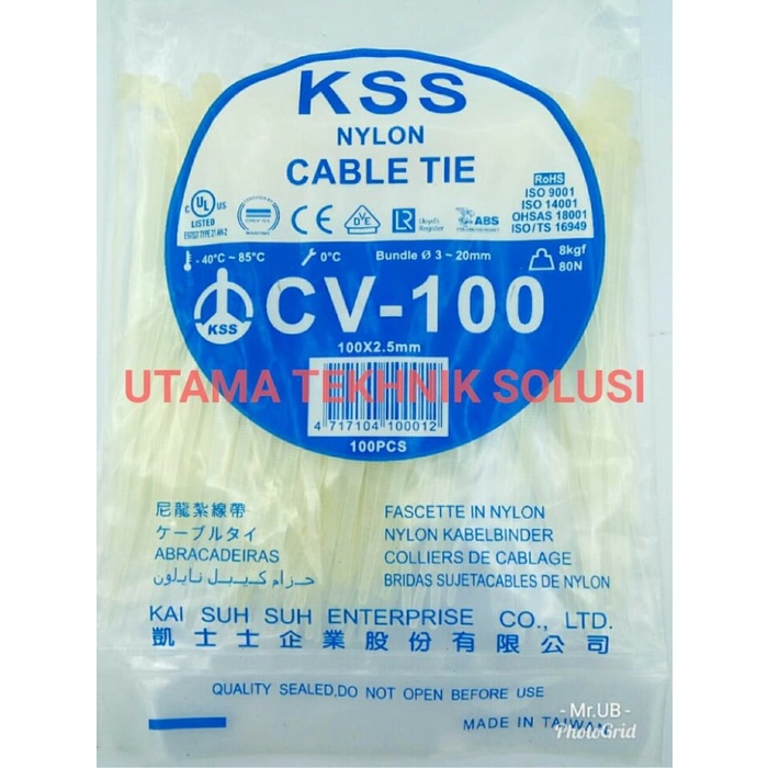 Jual Kabel Tis Cable Tie Cable Ties Kabel Ties KSS CV-100 uk.100x2,5mm | Shopee Indonesia