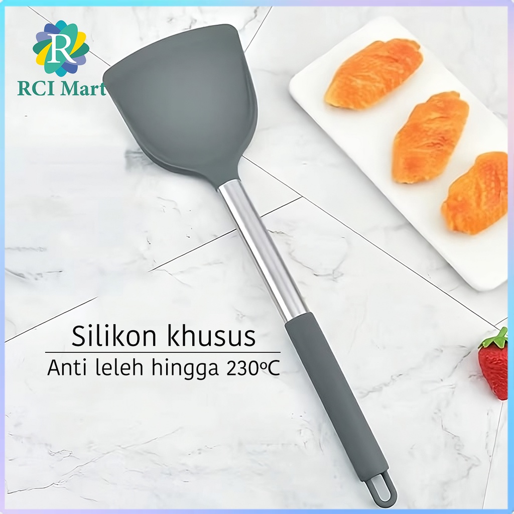 Jual Sutil Spatula Sodet Silikon Heat-Resistant 34 cm Stainless Steel ...