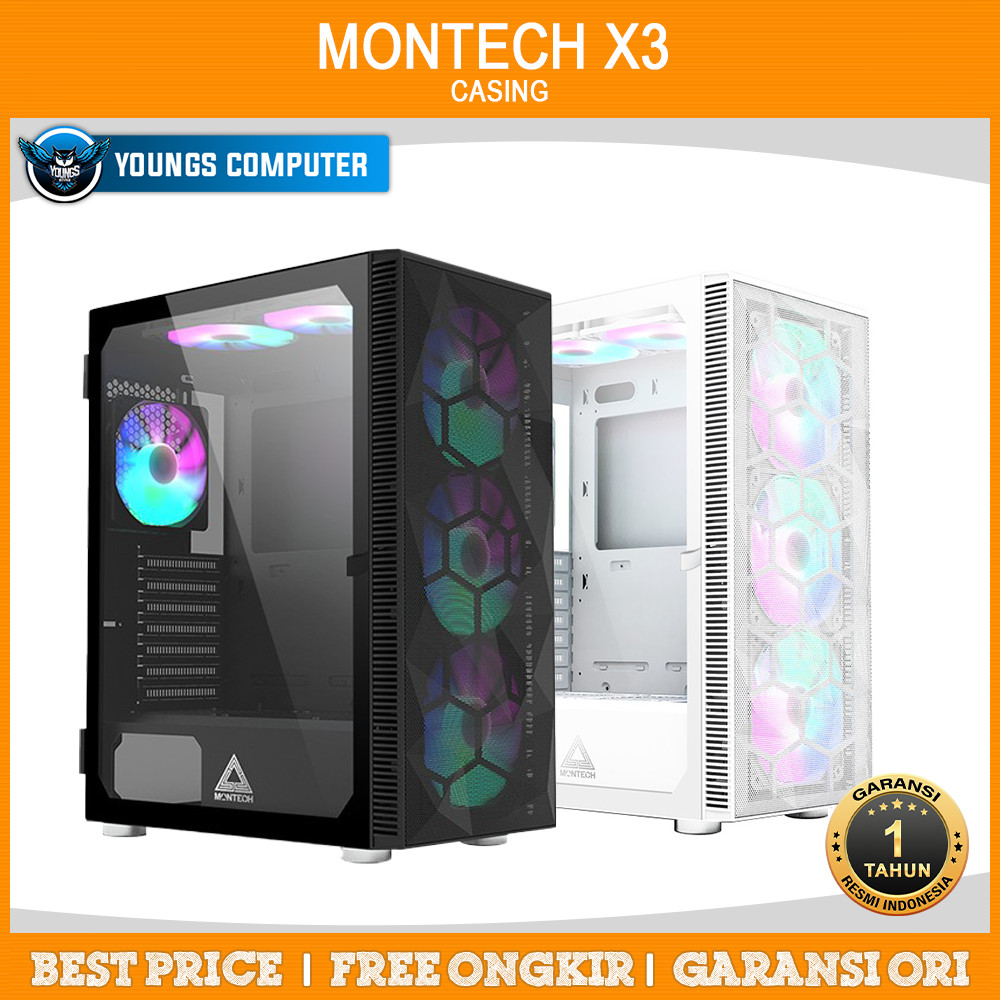 Jual CASE MONTECH X3 Mesh Tempered Glass Black / White - Gaming Casing ...