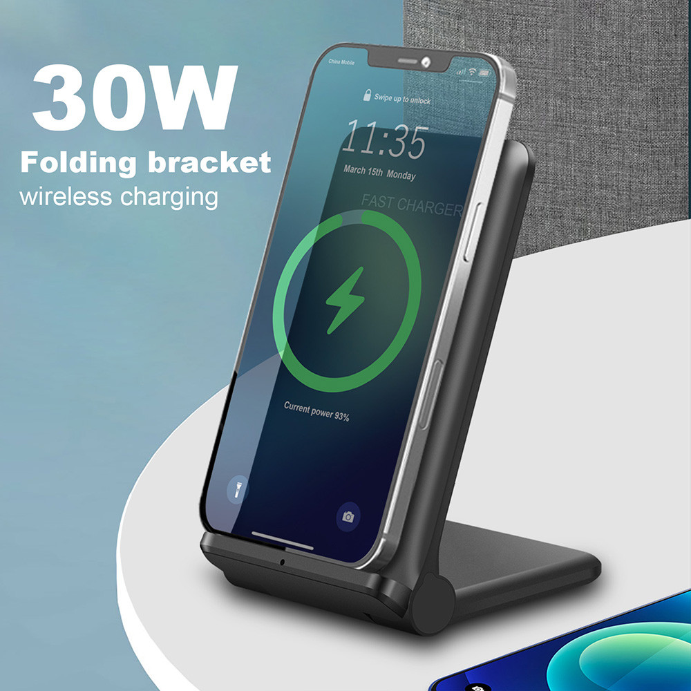 Jual [COD] 30W Wireless Charger Stand Foldable Charge Dock Fast Stand ...