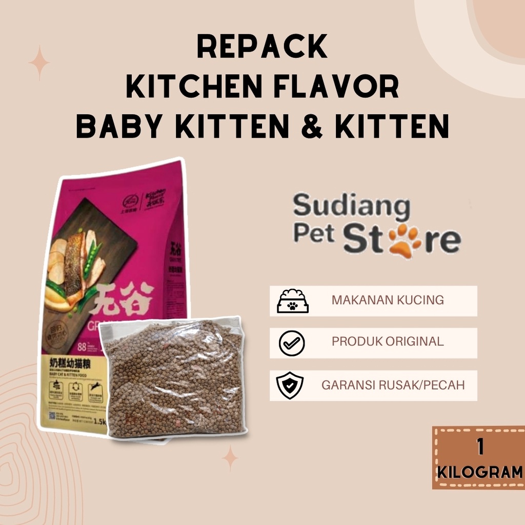 Jual Makanan Kering Anak Kucing Repack Kitchen Flavor Grain Free Baby ...