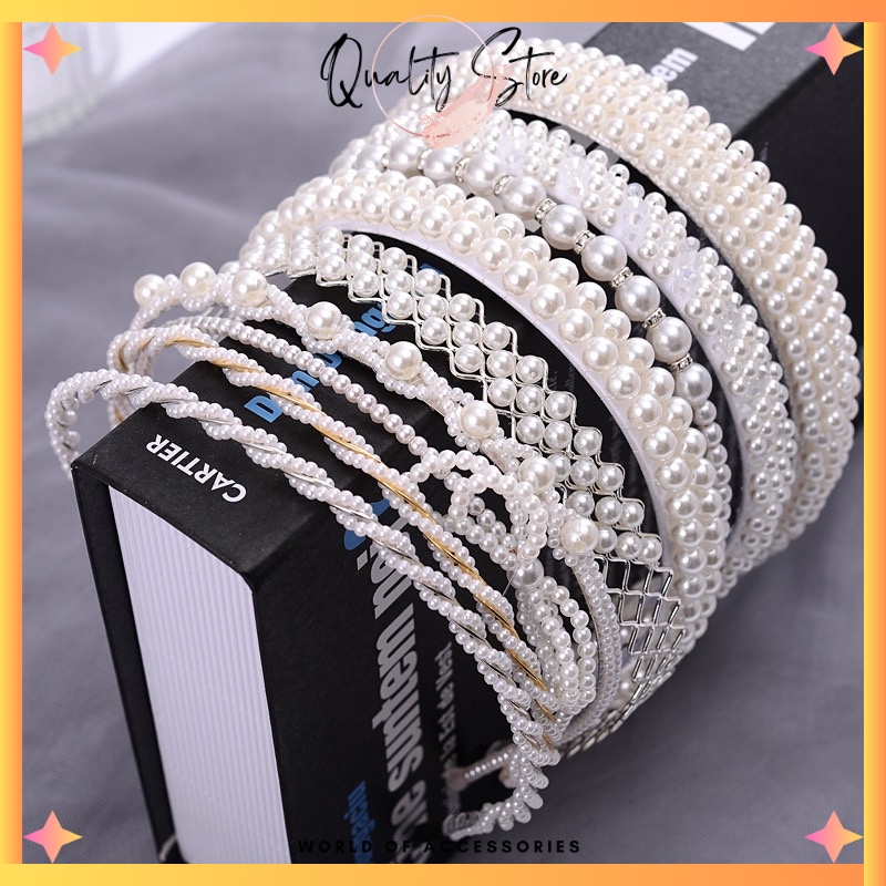 Jual QS - BANDO MUTIARA CANTIK MODEL KOREA STYLE / BANDO PEARL PERMATA ...
