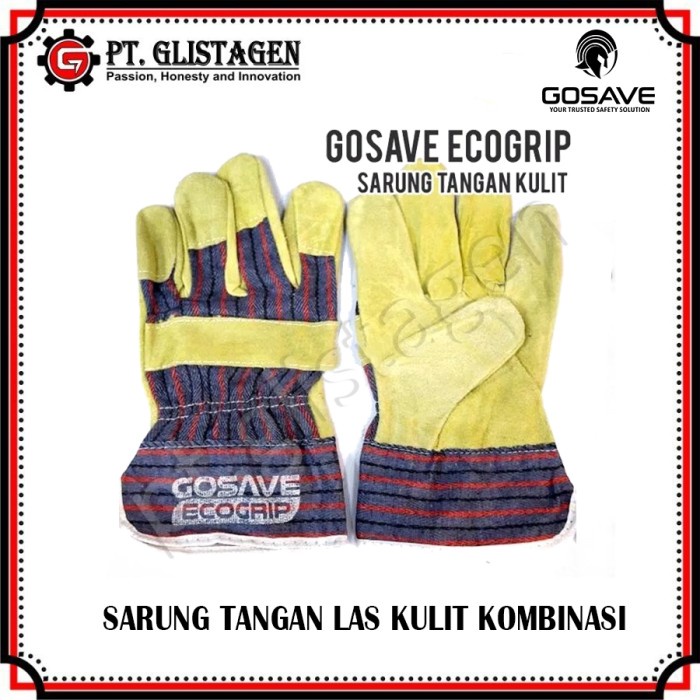 Jual Sarung Tangan Las Safety Kulit Kombinasi Eco Grip GOSAVE | Shopee ...