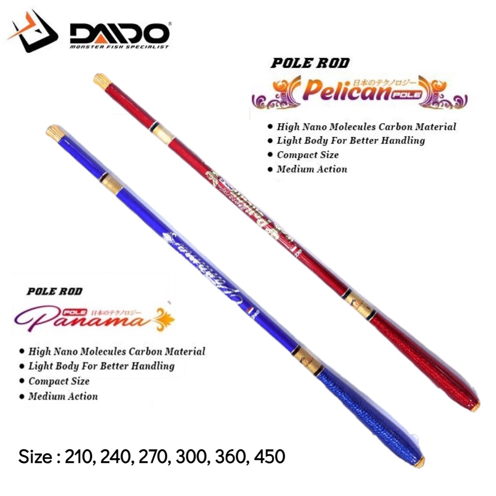 Jual Joran Pole / Tegek Ruas Pendek Daido Panama Dan Pelican 210 240 ...