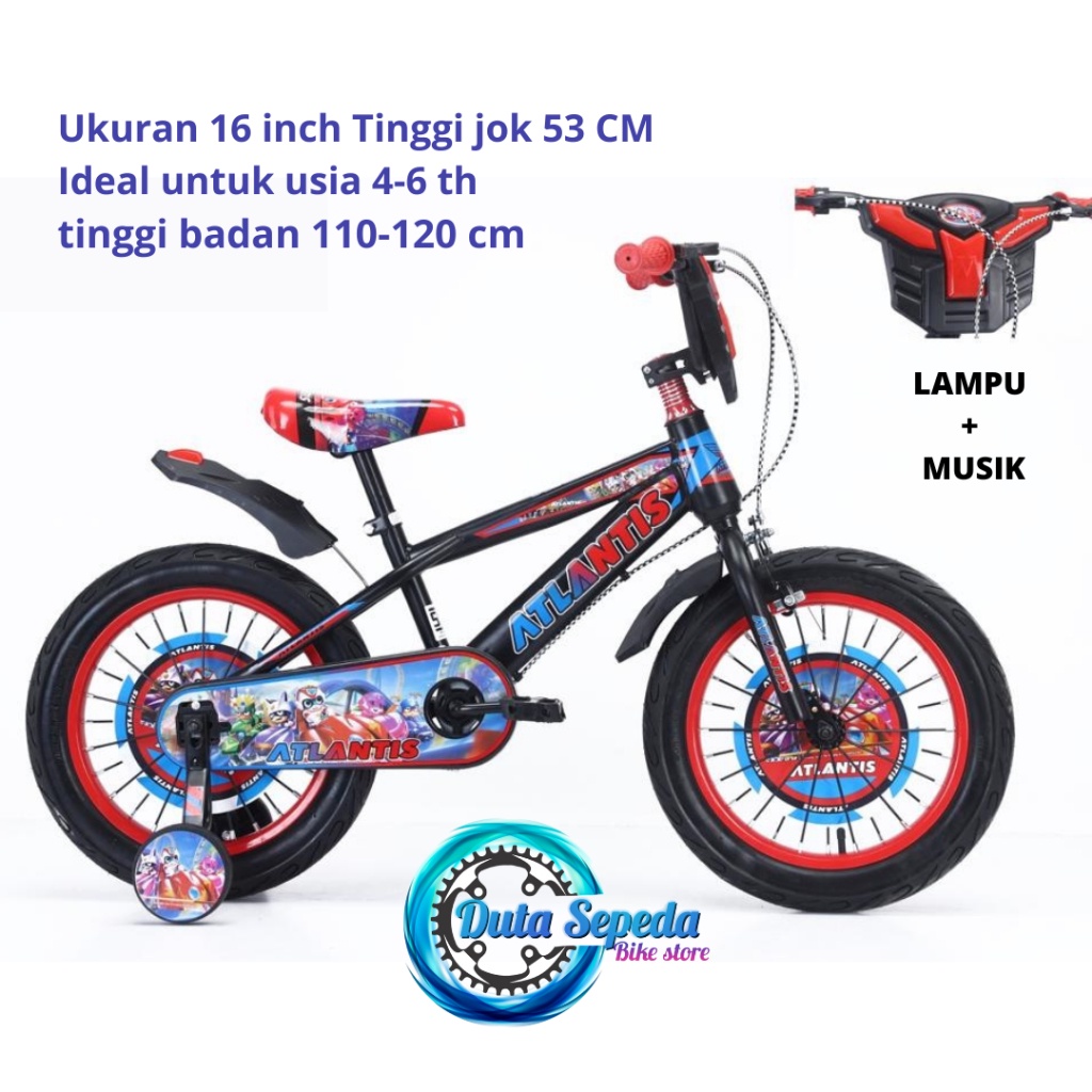 Jual sepeda anak laki laki 16 inch ban pompa usia 4 sampai 6 Tahun ...