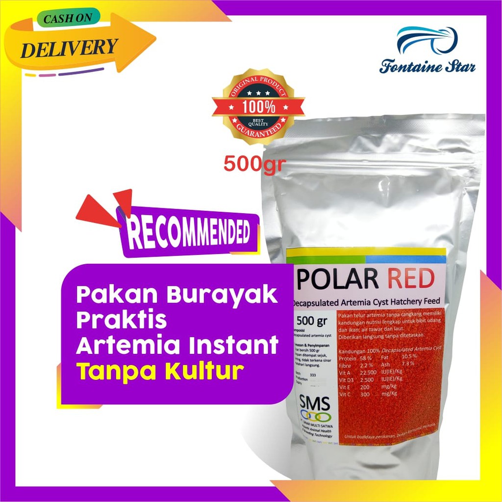 Jual Artemia Polar Red Shell Free / Artemia Decapsule(500gram) | Shopee ...