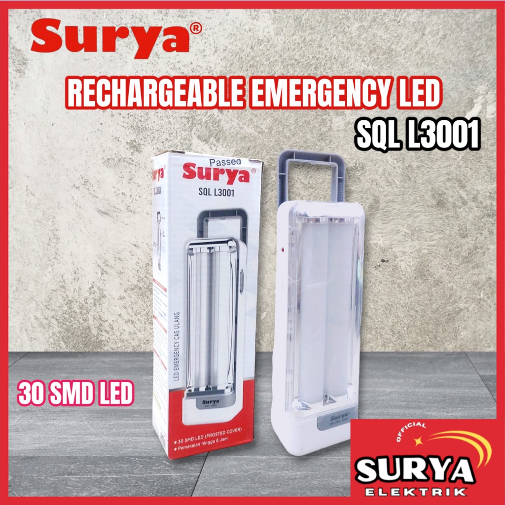 Jual Emergency Lamp / Lampu Darurat LED SURYA SQL L3001 Rechargeable Cas Ulang | Shopee Indonesia