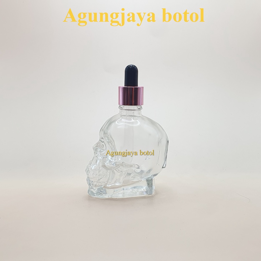 Jual Botol Kaca Skull 60 ml Tengkorak Clear Original Pipet Karet ...