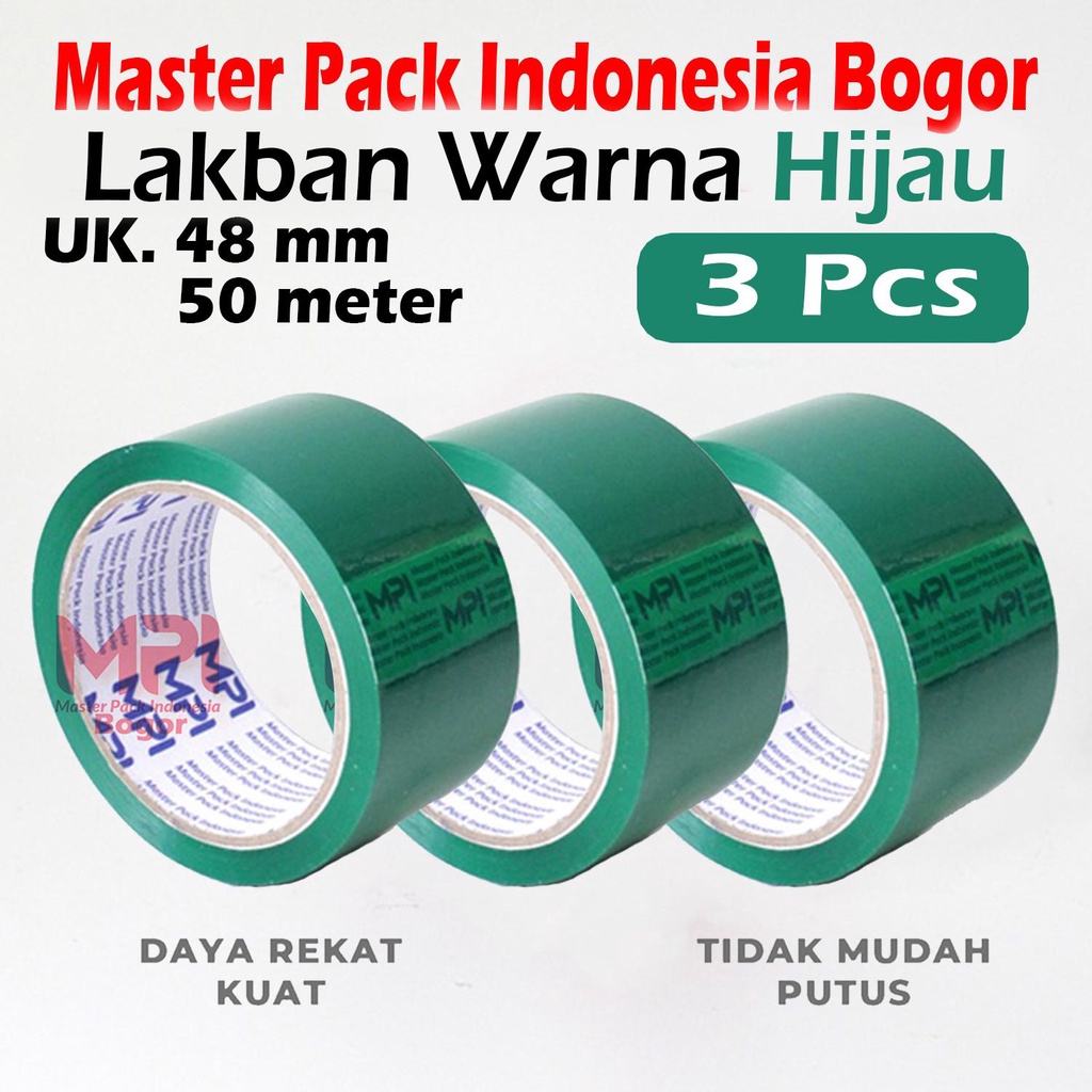 Jual 3 PCS - Lakban Warna Hijau 48 mm x 50 Meter - Lakban Warna Master ...