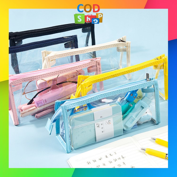 Jual COD - S5993 Kotak Pensil Bening / Kotak Pensil Kapasitas Besar ...