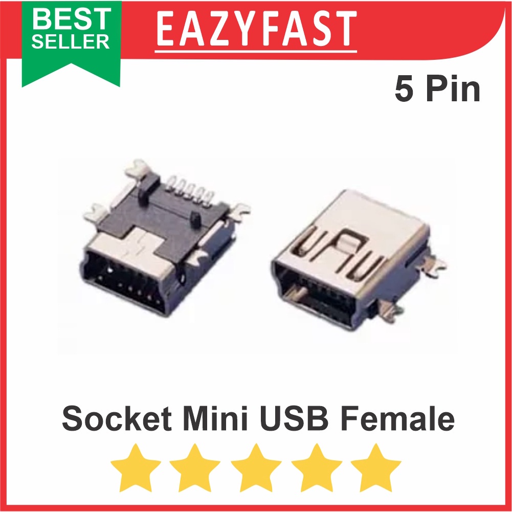 Jual Mini USB Socket Connector female Konektor betina 5 pin PCB 5p | Shopee Indonesia