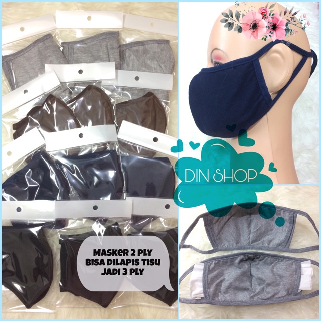 Jual MASKER KAIN 2 PLY BISA DILAPIS TISU JADI 3 PLY LAPIS SELIP TEBAL ...