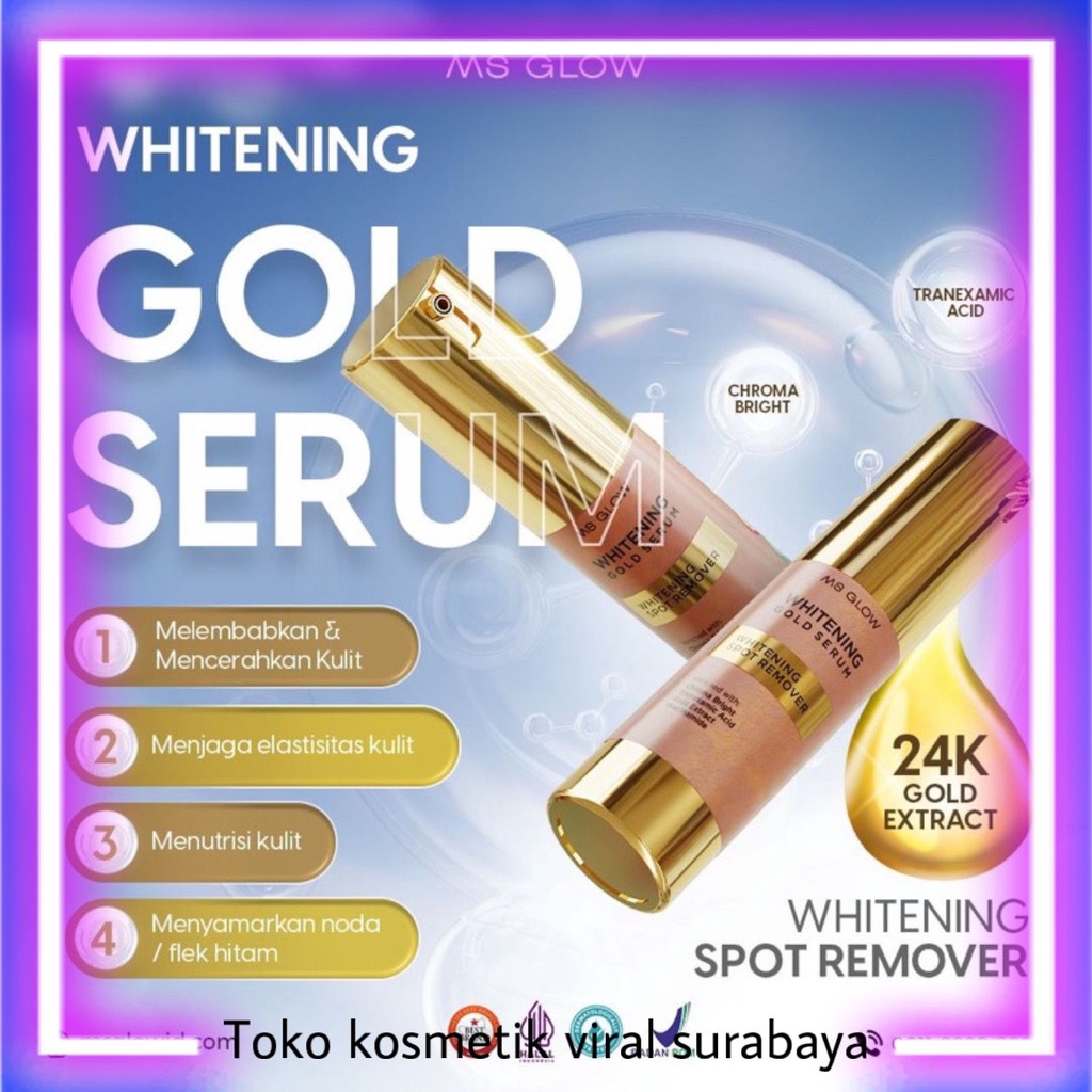 Jual MS GLOW Serum whitening gold / serum kemasan baru new serum gold ...