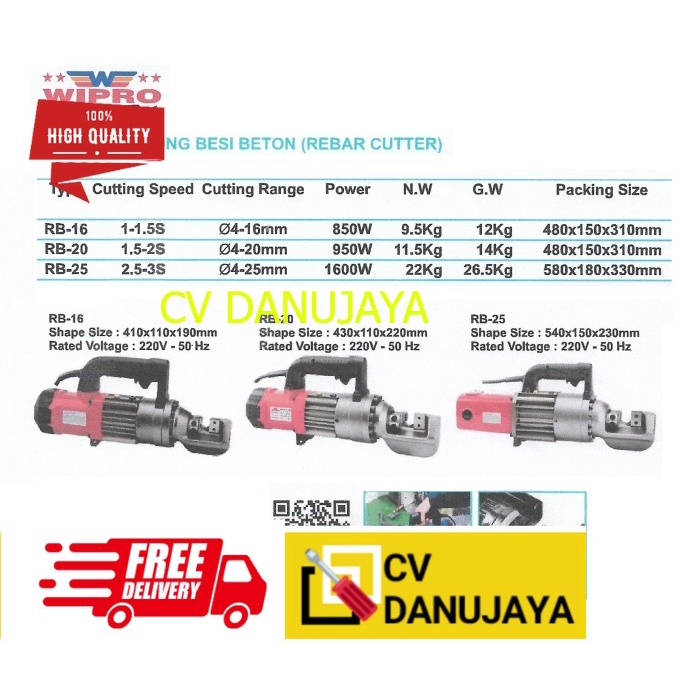 Jual Mesin Potong Besi Beton. Rebar Cutter 16mm Wipro RB-16 | Shopee ...