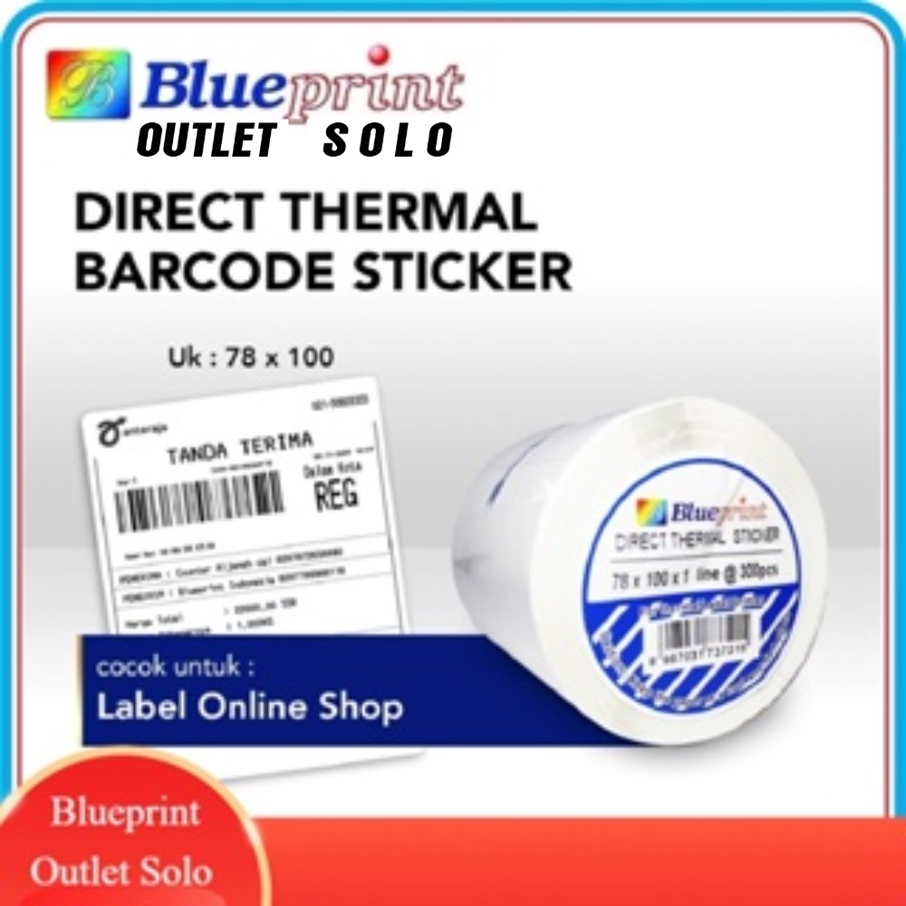 Jual Direct Thermal Sticker Label 78 x 100mm isi 300 label Blueprint ...