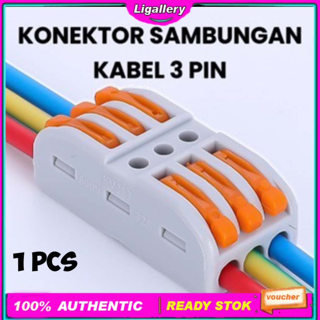 Jual Terminal Block Penyambung Konektor Sambung Listrik 3 Pin Wire Cable Connector PCT 223 Blok ...