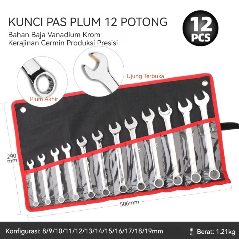Jual Kunci Set Tool Superman Kunci Ring Pas set 14 pcs 8-24mm kunci pas ...