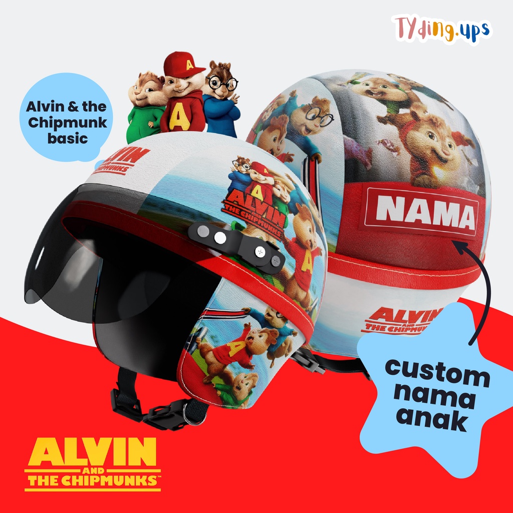 Jual HELM ANAK CUSTOM NAMA KARAKTER ALVIN AND THE CHIPMUNKS UNTUK ANAK ...